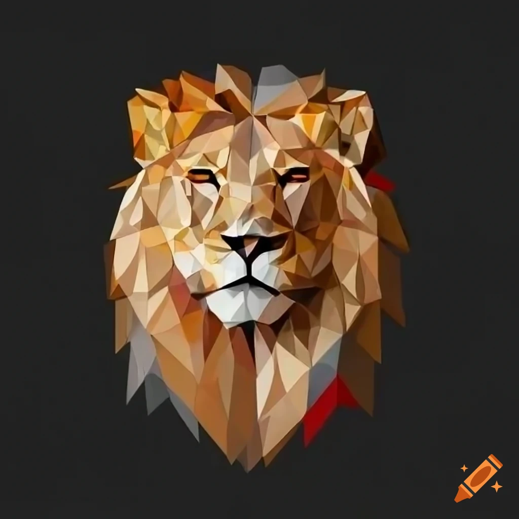 Geometric polygon lion from side on Craiyon