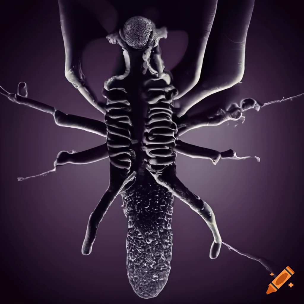 Insect hands feet antennae electron microscope monochrome