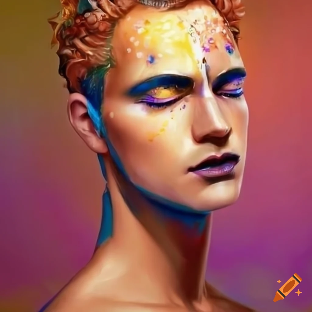 An intricate artistic representation of a handsome Australian man with ...