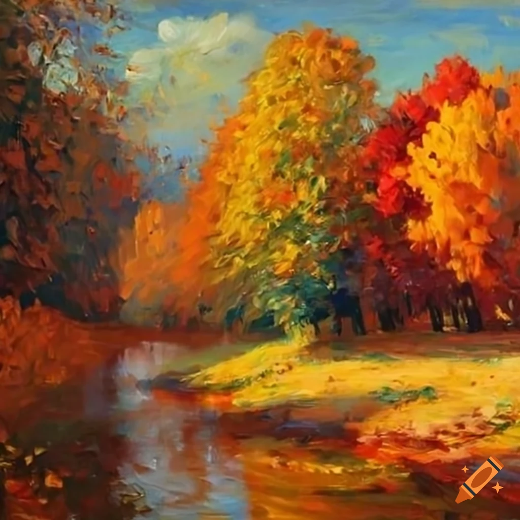 A stunning impressionist painting of a bountiful autumn harvest on Craiyon