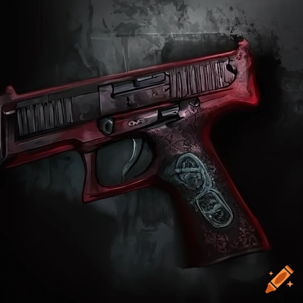 M9 pistol artwork for a dark trap music album on Craiyon