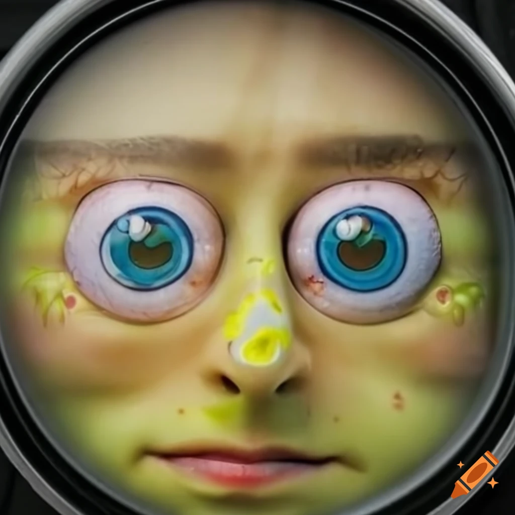 Hyper realistic spongebob 35mm photo fish eye lens on Craiyon