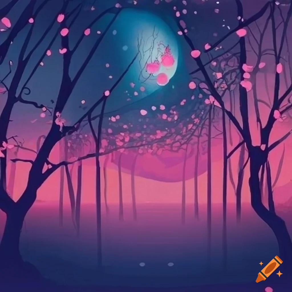 Cherry forest at midnight