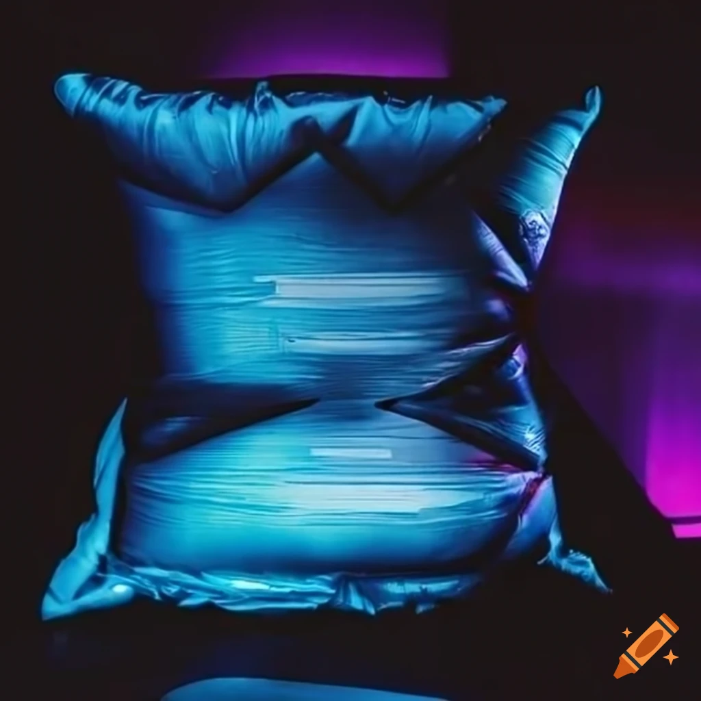 A futuristic cyberpunk-inspired pillow
