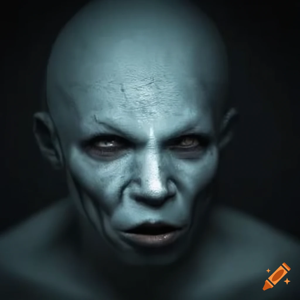 Evil white face inhuman on Craiyon