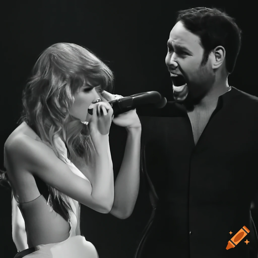 Scooter braun being scared by taylor swift on Craiyon