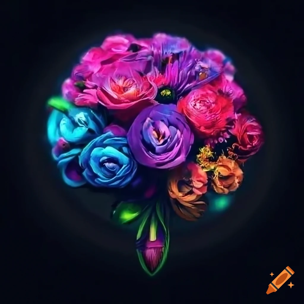 Wallpaper Rainbow Flower Bouquit