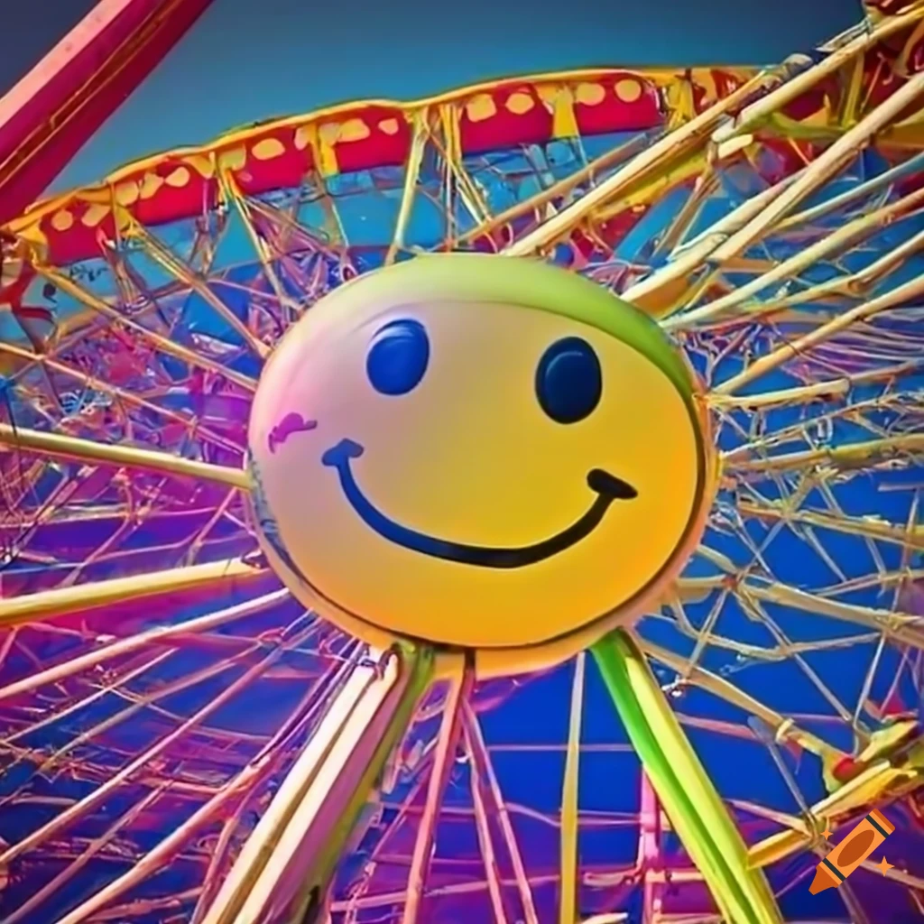 Smiley face at yellow amusement park on Craiyon
