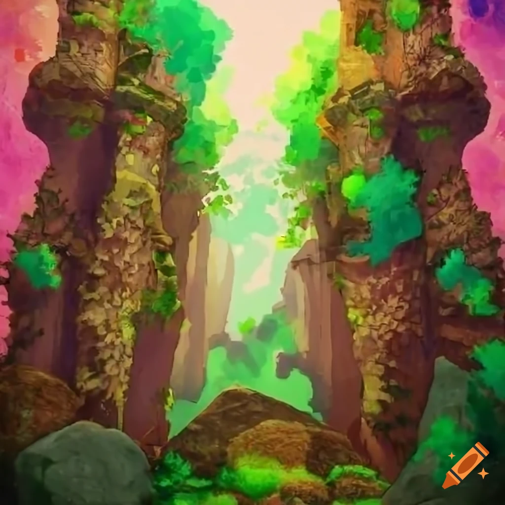 In the background between formation from above fantasy RPG game forest ...