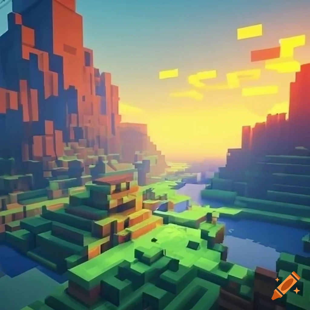Familiar minecraft landscapes on Craiyon