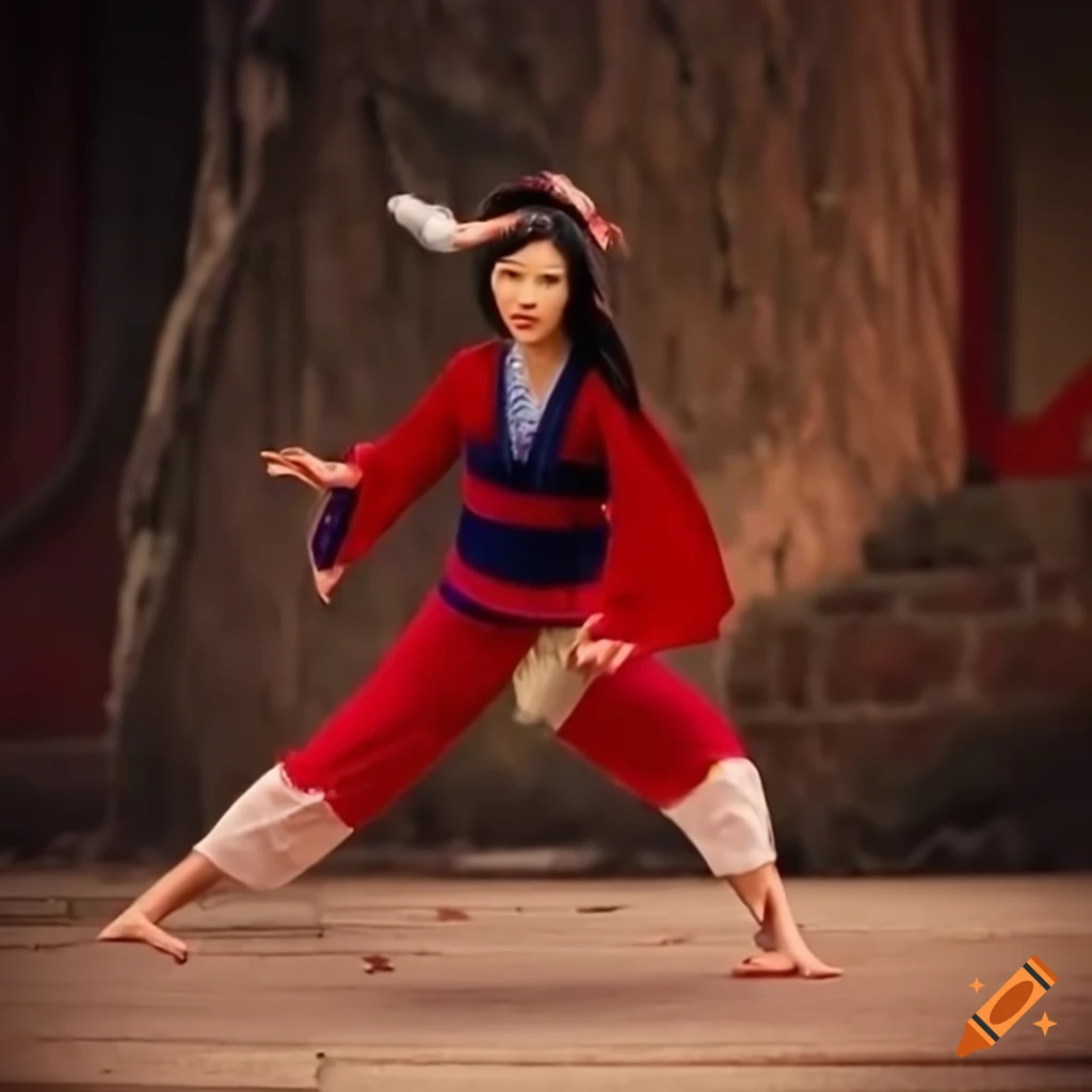 Live action mulan, kicking barefoot on Craiyon