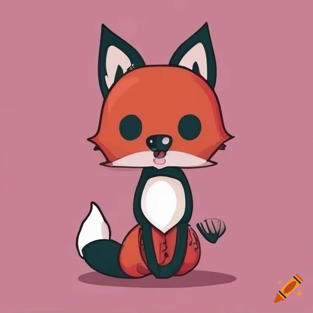 Cute fox with gothic-inspired kawaii style illustration