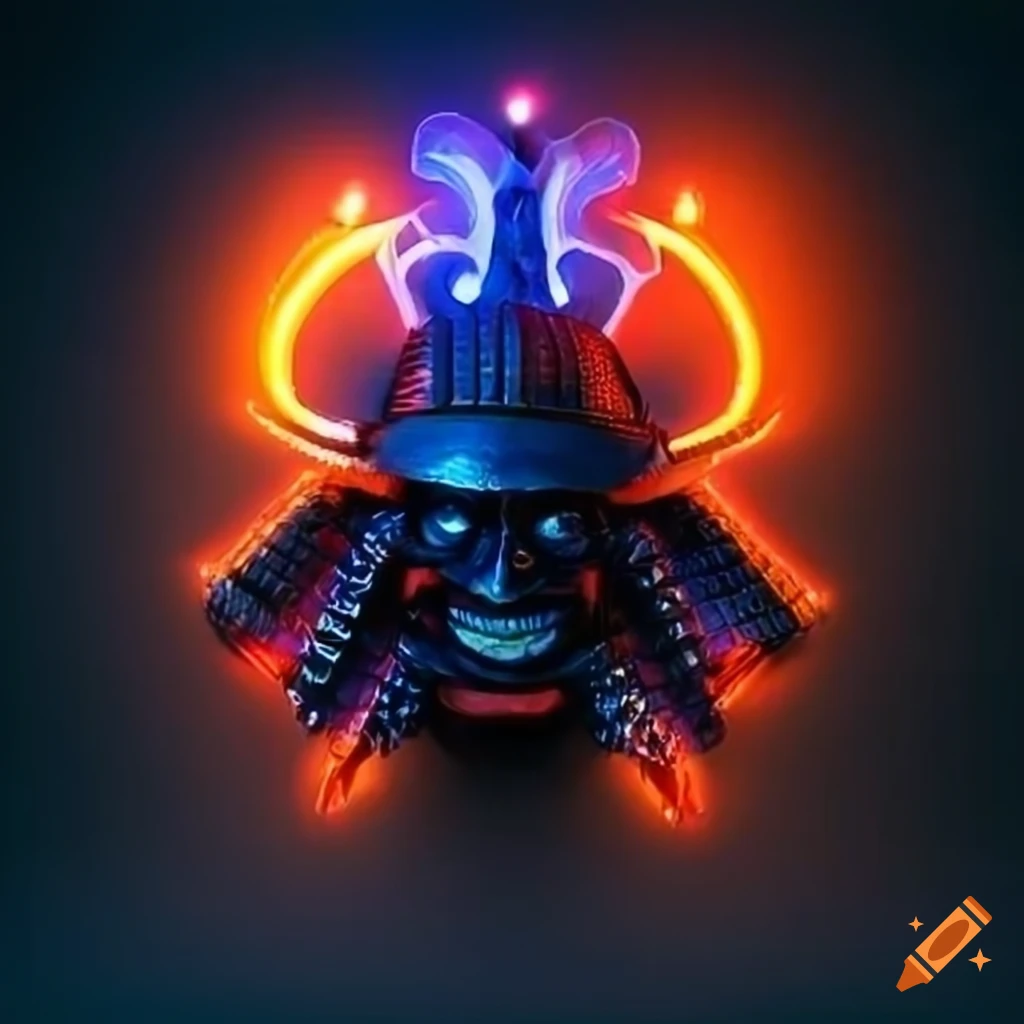 Glowing samurai head