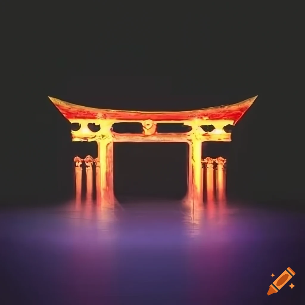 Glowing drawn long torii on Craiyon