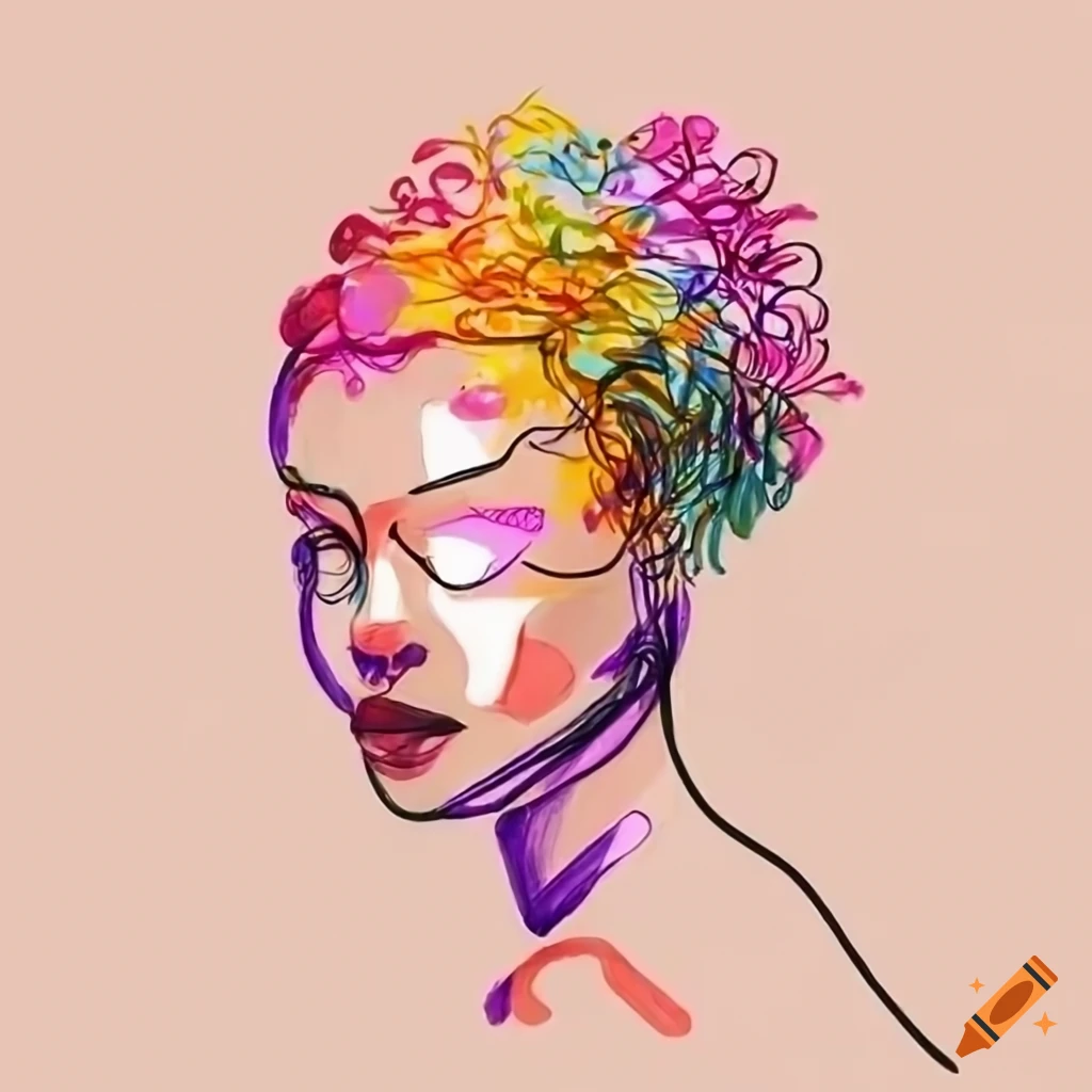 One line drawing of artist painting