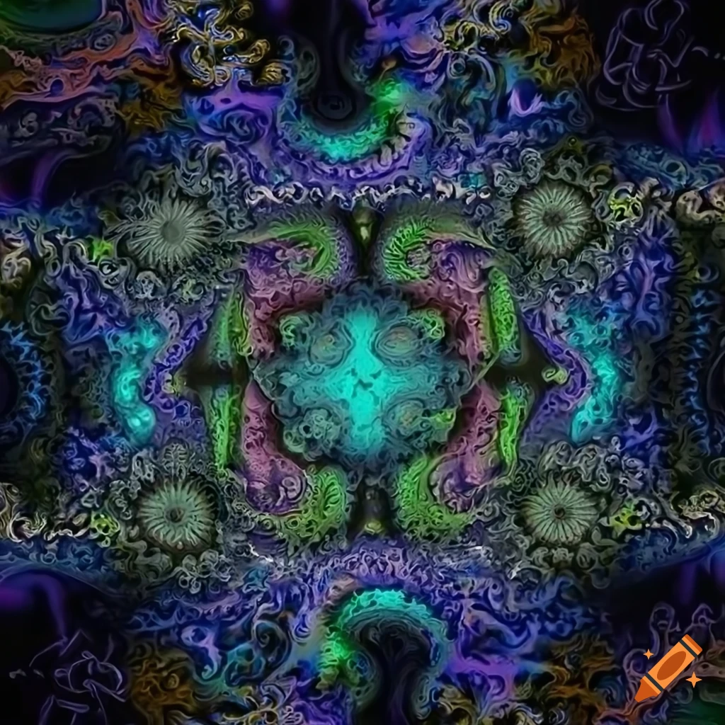 Fractal complex art mixed with celtic runic art on a monolith on Craiyon