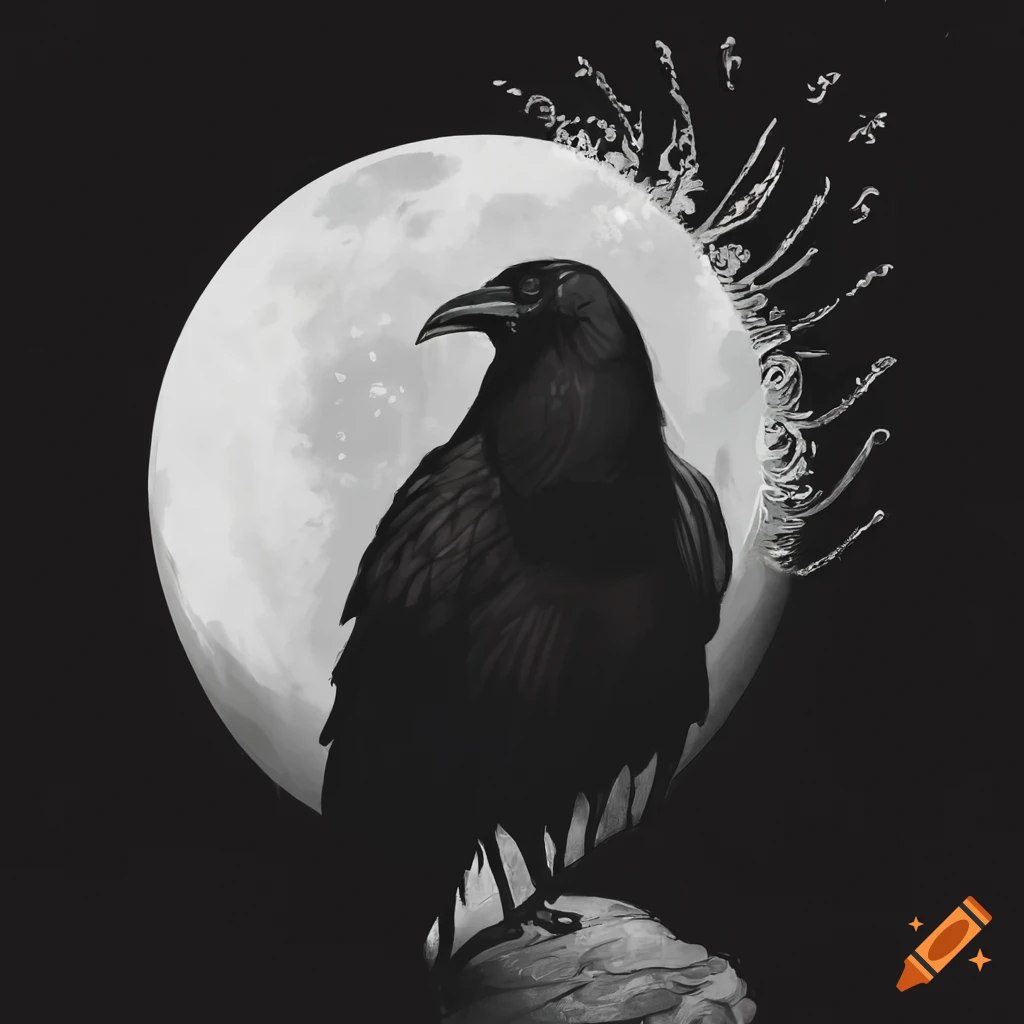 Raven and moon surreal on Craiyon