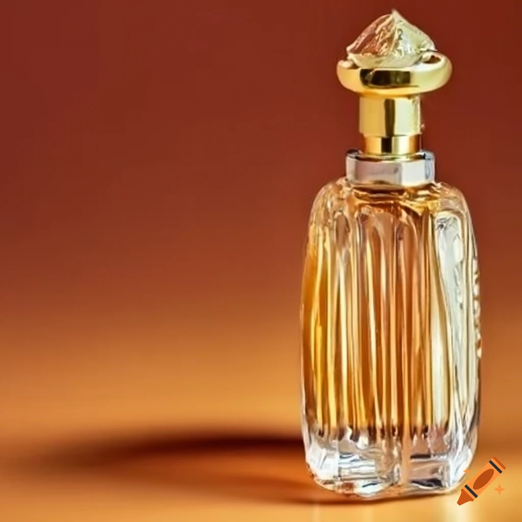 Award winning glass perfume bottle with gold cap on Craiyon