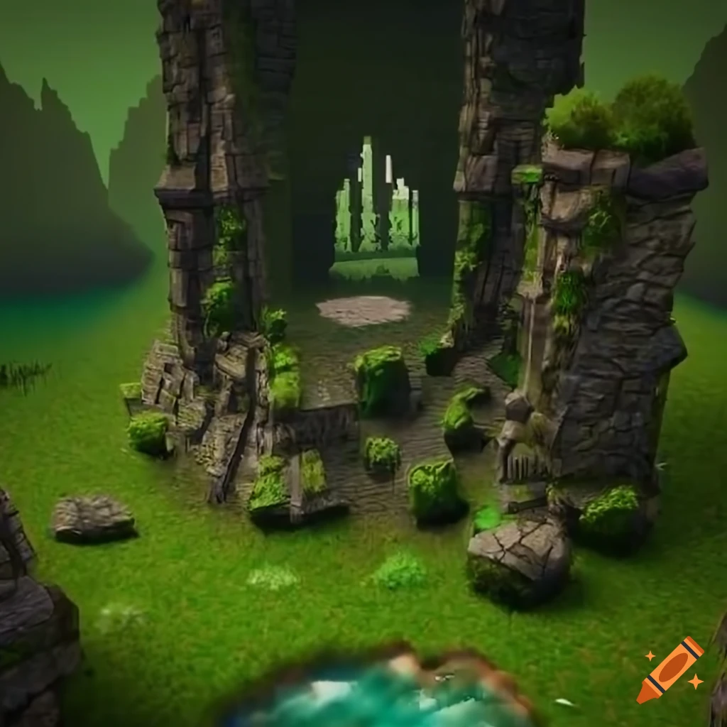 In the background between formation from above fantasy RPG game forest ...