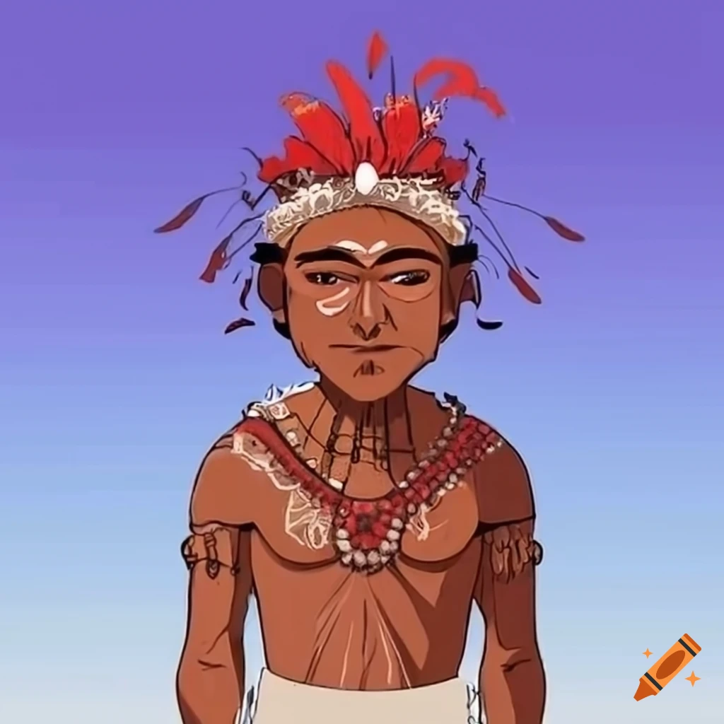 An indigenous papuan man dressed in traditional attire