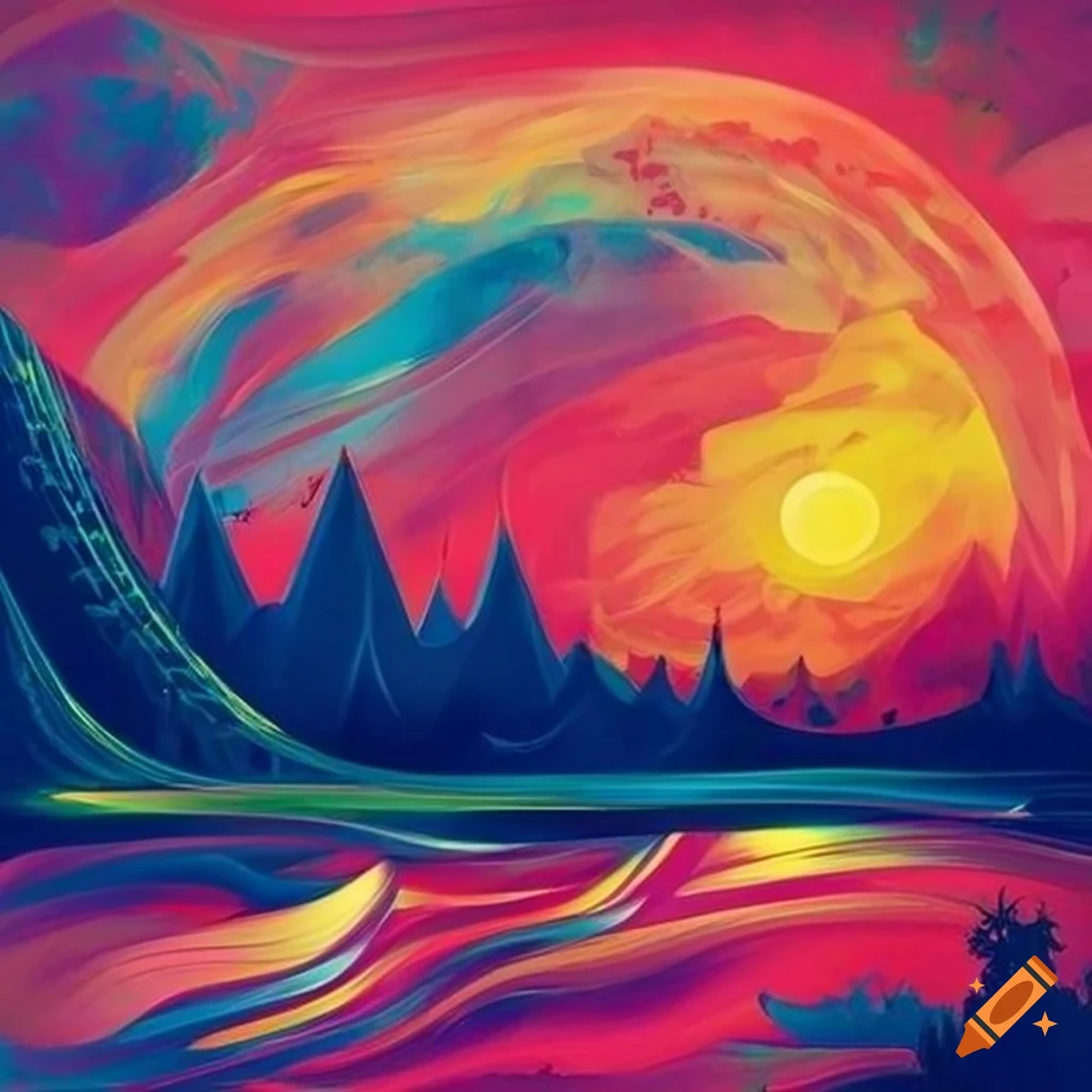 Abstract surreal landscape illustration