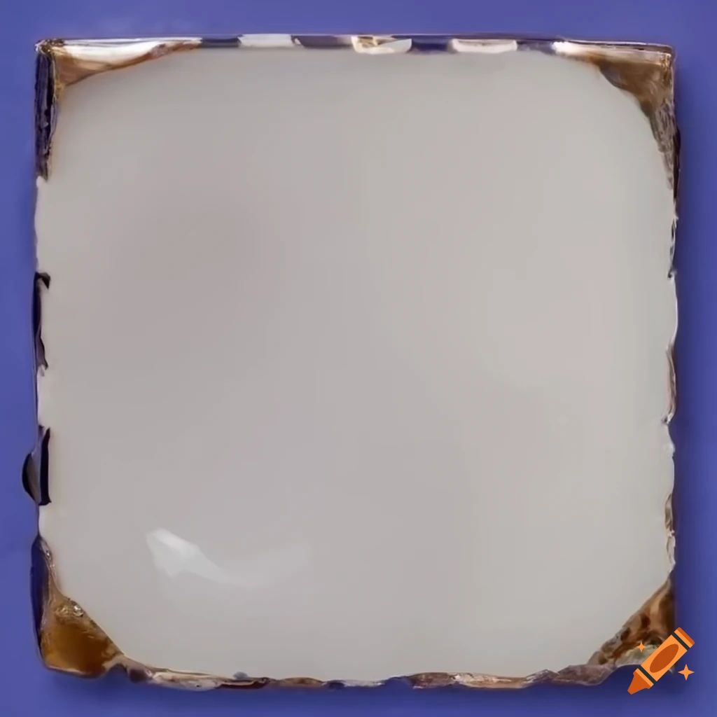 A thick tile with rounded corners made of crystal, seen from above