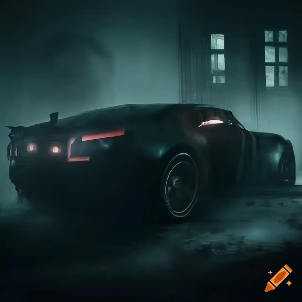 A dark, menacing gt murder car surrounded by eerie atmosphere, fiction ...
