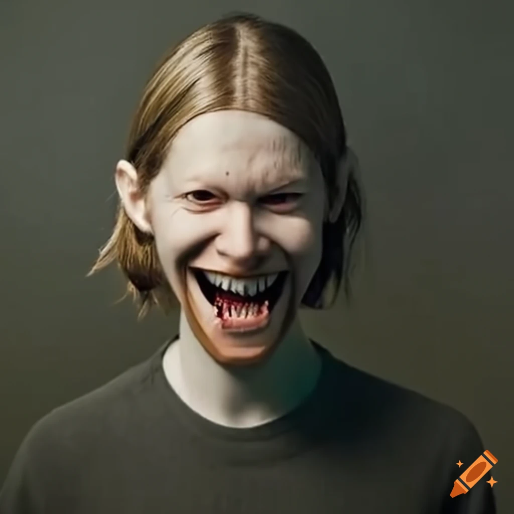 Creepy smile Aphex twin as a ventriloquist puppet on Craiyon