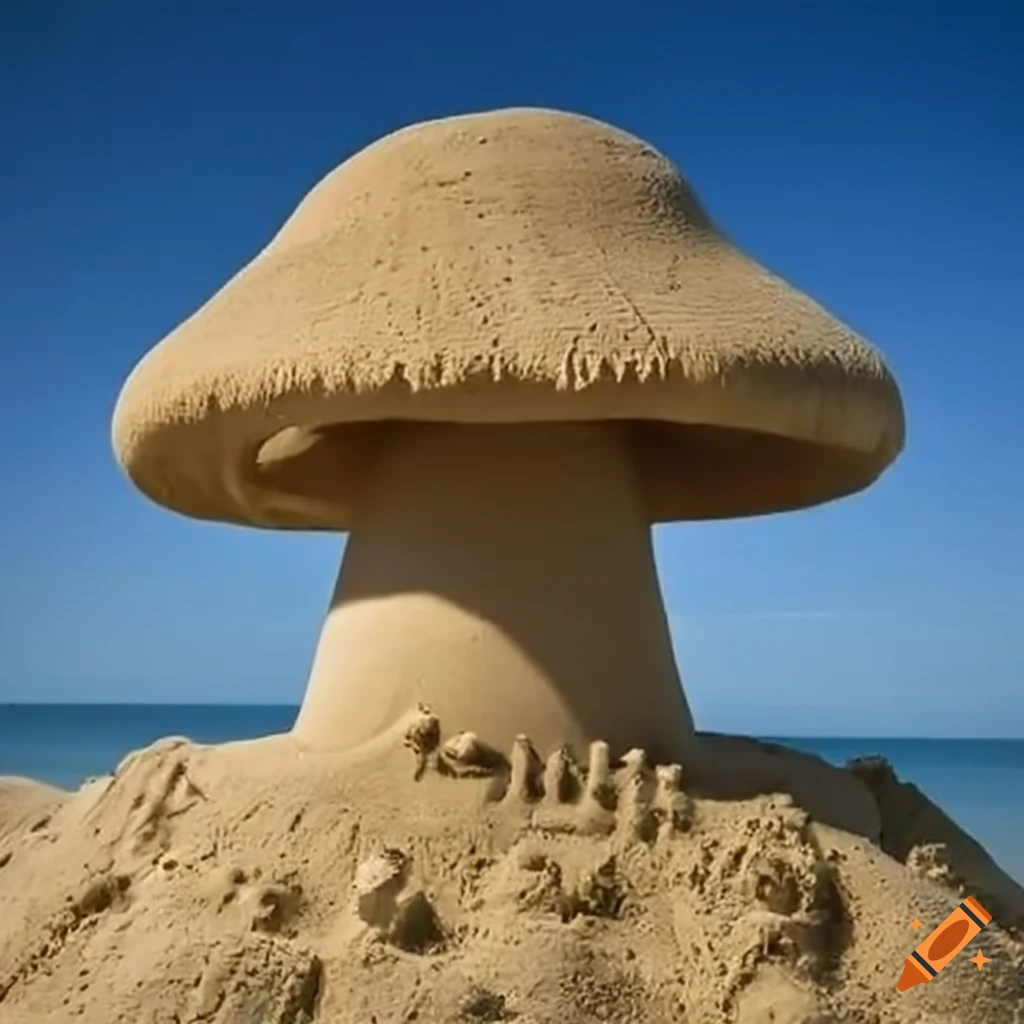 Sand castle in mushroom shape on Craiyon