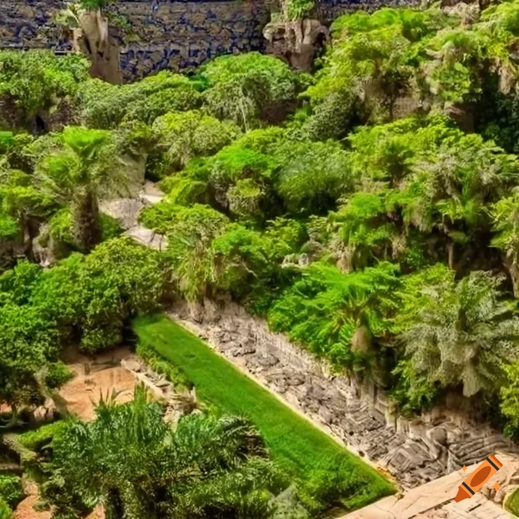 Majestic hanging gardens of babylon, ancient world wonder