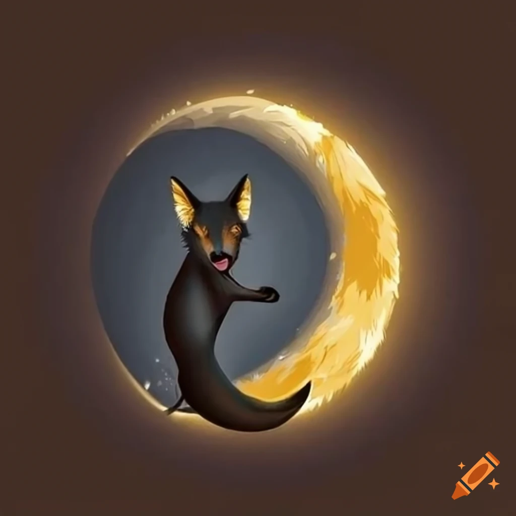 A stunning black fox with golden markings in the moonlight reference on ...