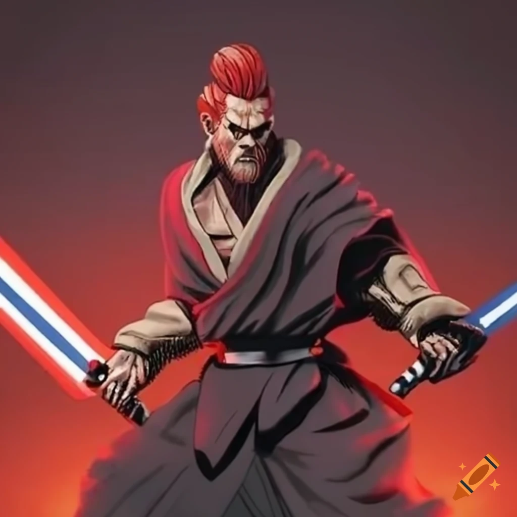 Obi wan kenobi fusion Yujiro Hanma as black armor knight with red ...