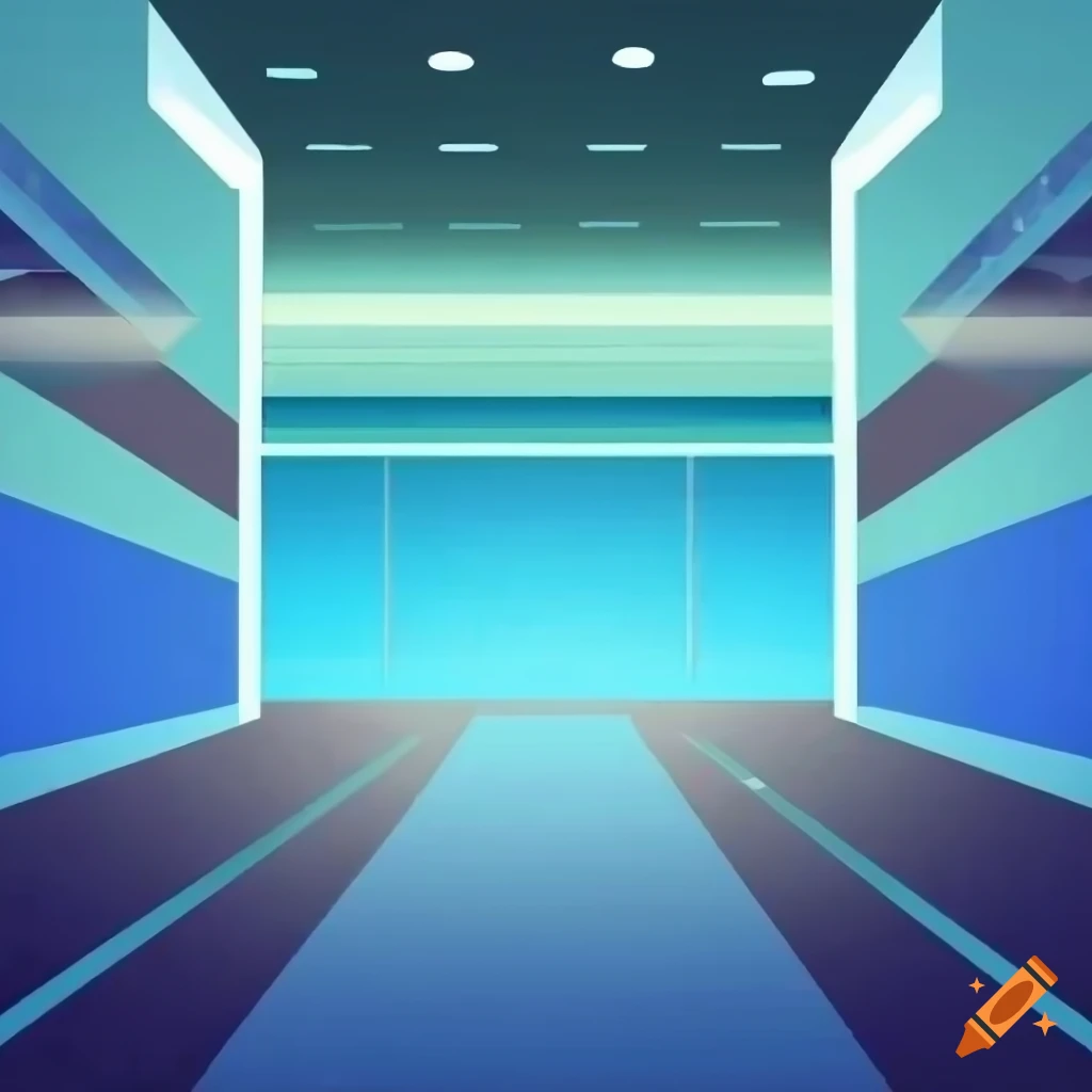 A big hallway corporate office painterly pokemon battle background in a ...