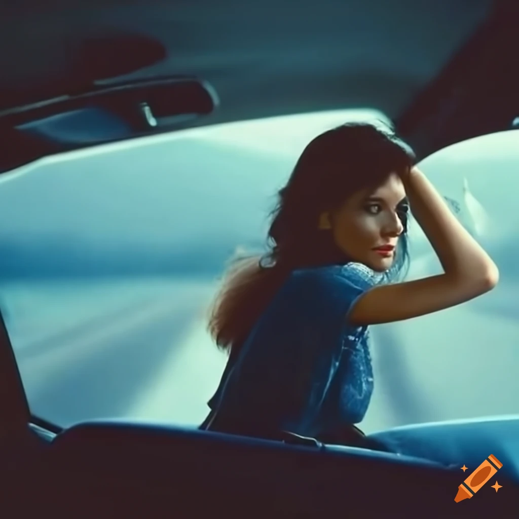 Woman_driving_a_car_wearing_high waisted black leather shorts, high ...