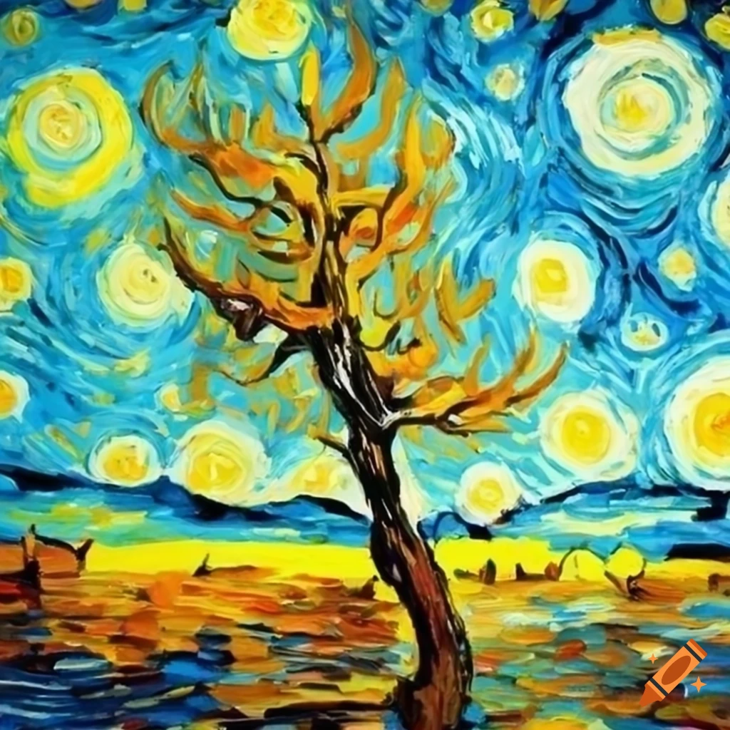 Tree van gogh style painting super simple painting style