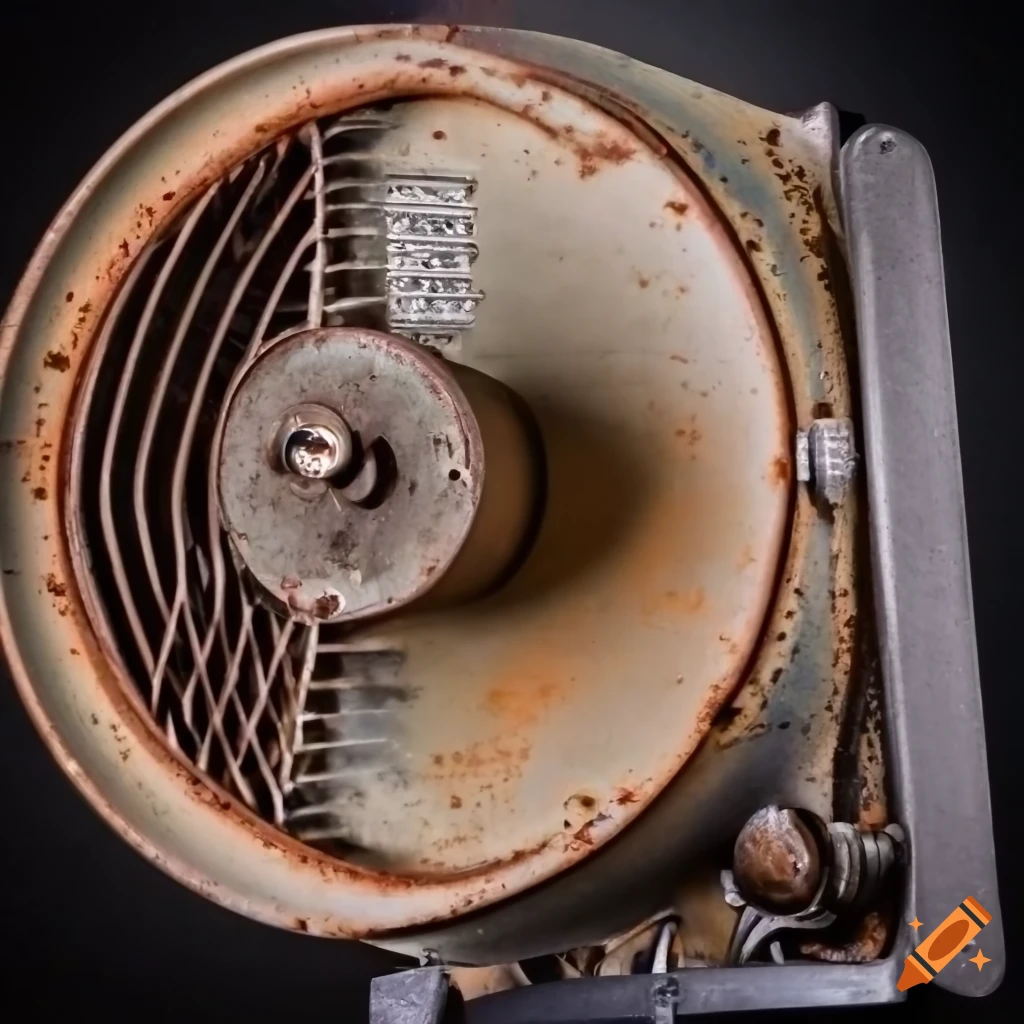 Rusted condenser fan motor on a condenser unit on Craiyon