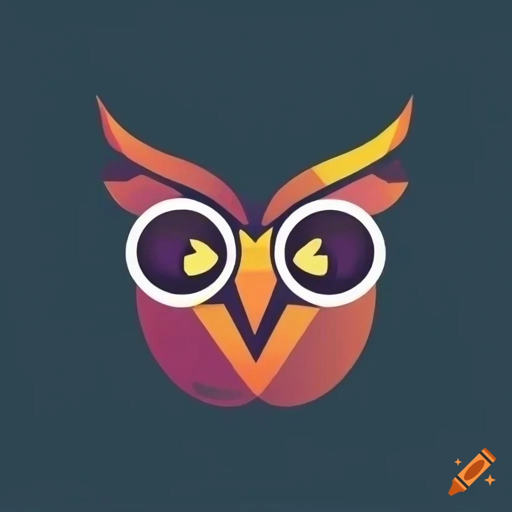 Geometric logo of an owl runic style on Craiyon