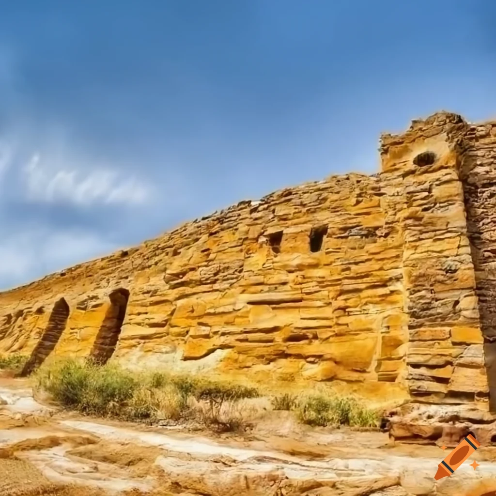 Ocher stone city and painted walls