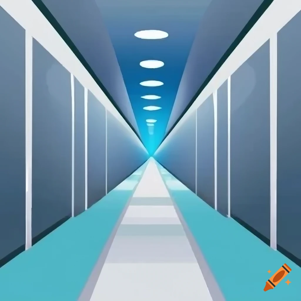 A big white hallway corporate office painterly pokemon battle ...