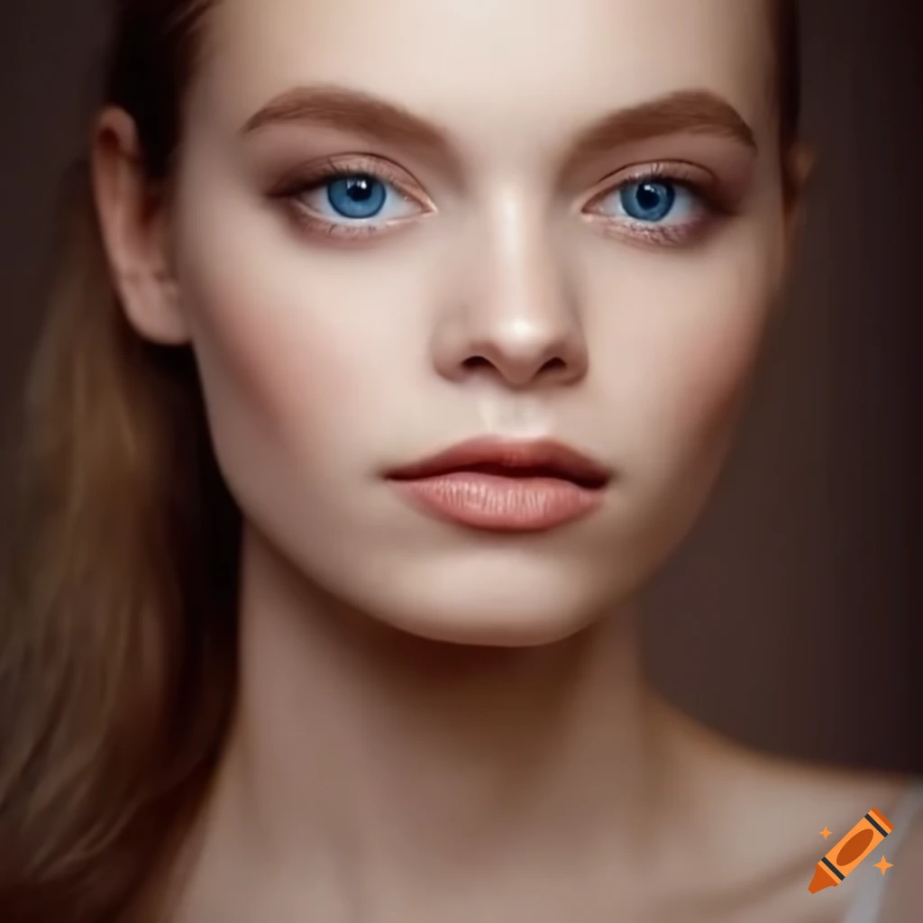 Female, sharp eyes, perfect lip ratio, medium length hair, wavy hair ...