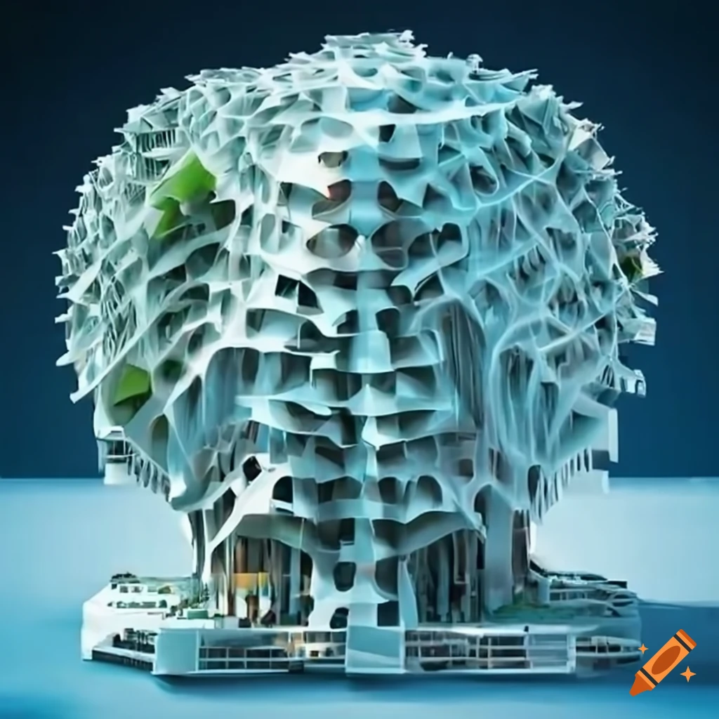 Parametric architecture in a squared modular and vegetal city cubic model