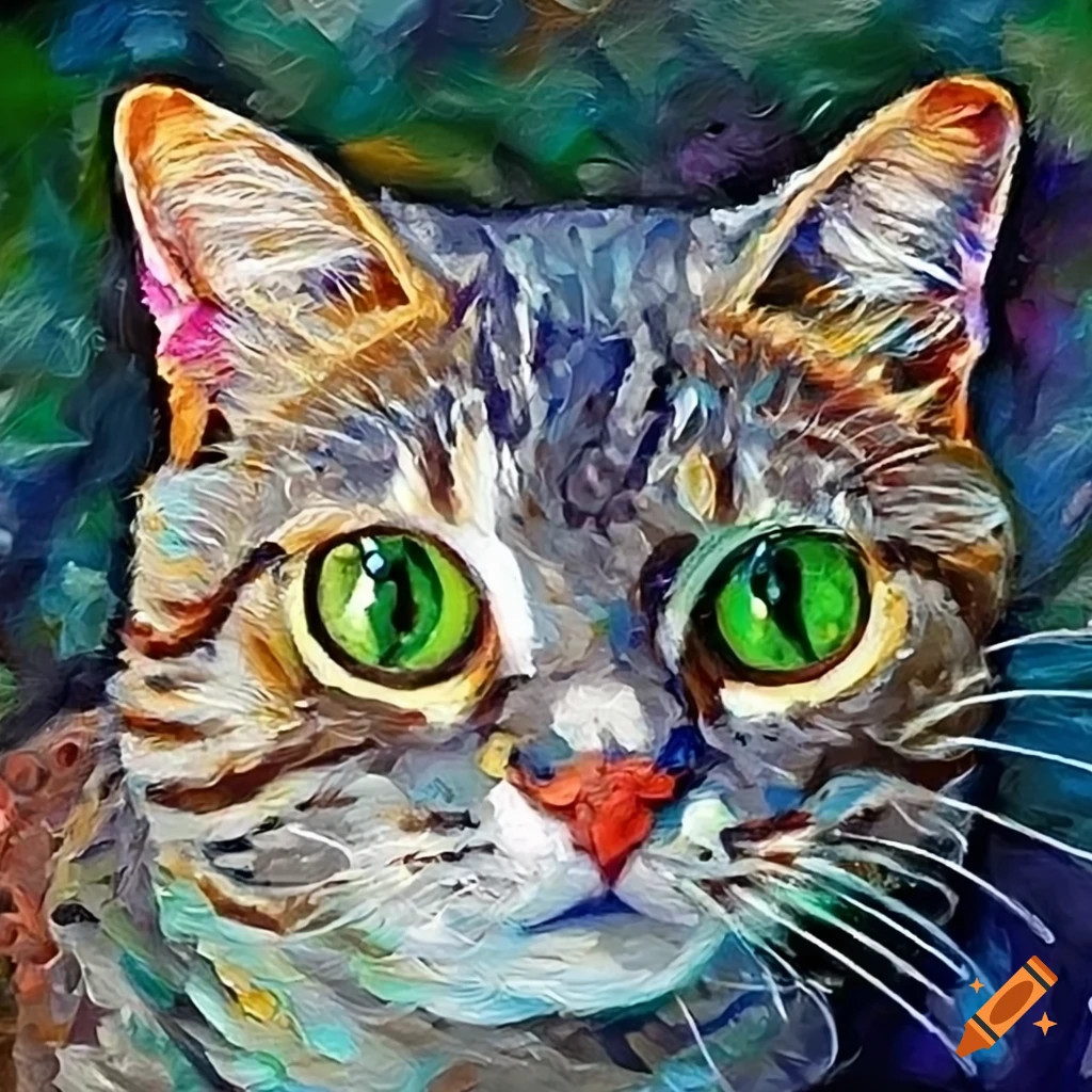 Cute gray brown tomcat with brown nose and paws and green eyes