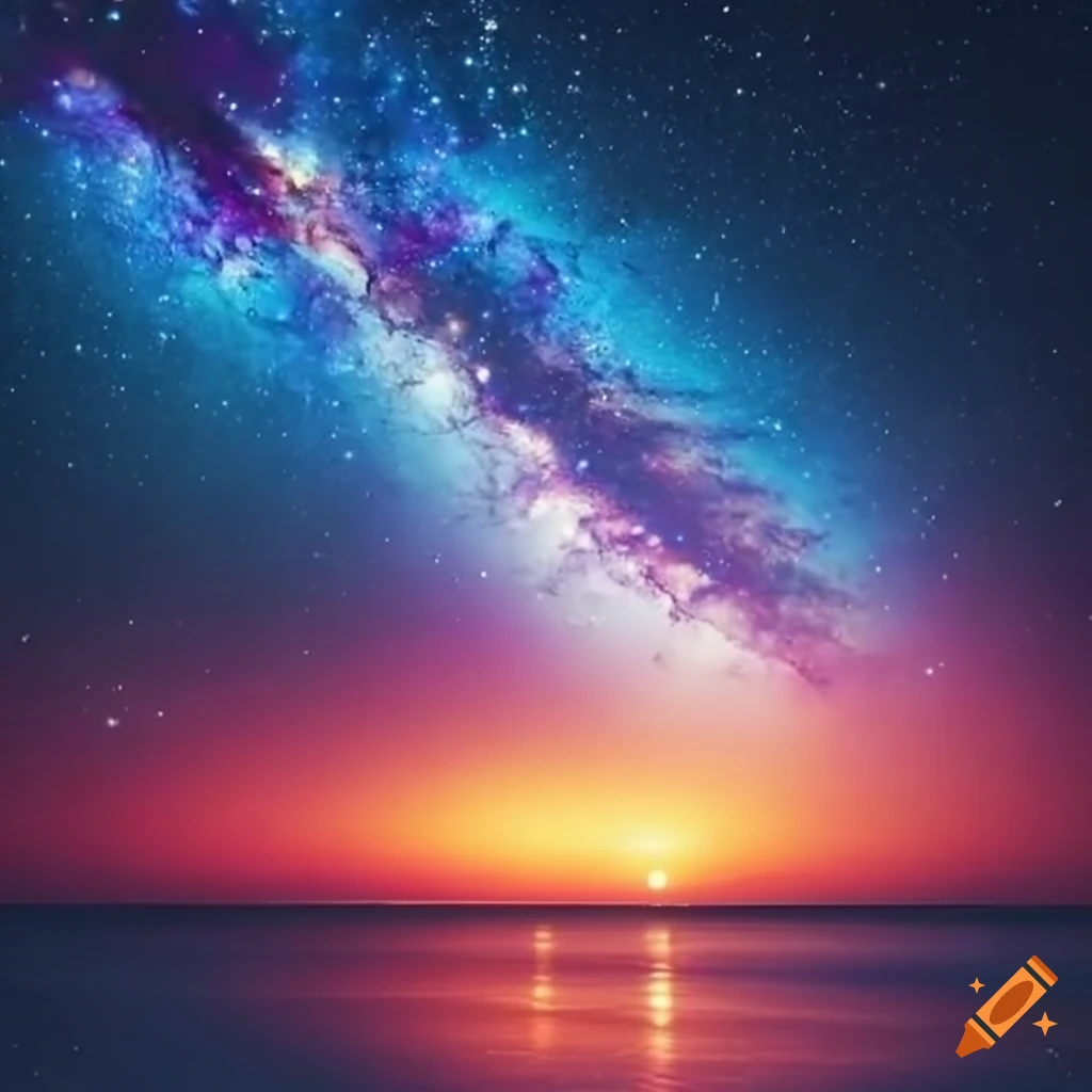 Sunset galaxy beach on Craiyon