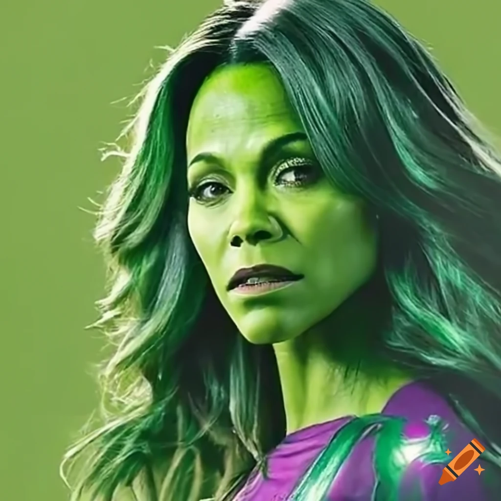 "she hulk" made of ( a mix of "the Sensational She hulk" , Zoe Saldana ...