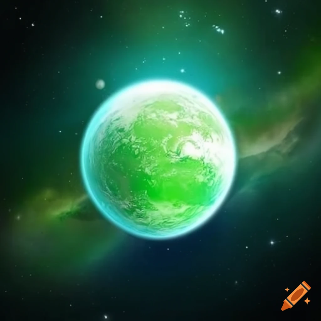 Green white planet Beautiful seen of the space on Craiyon
