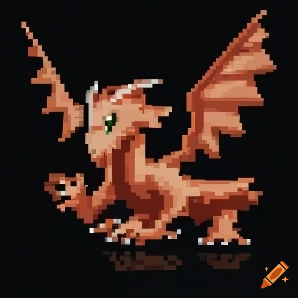 Pixelated dragon 2d illustration on Craiyon