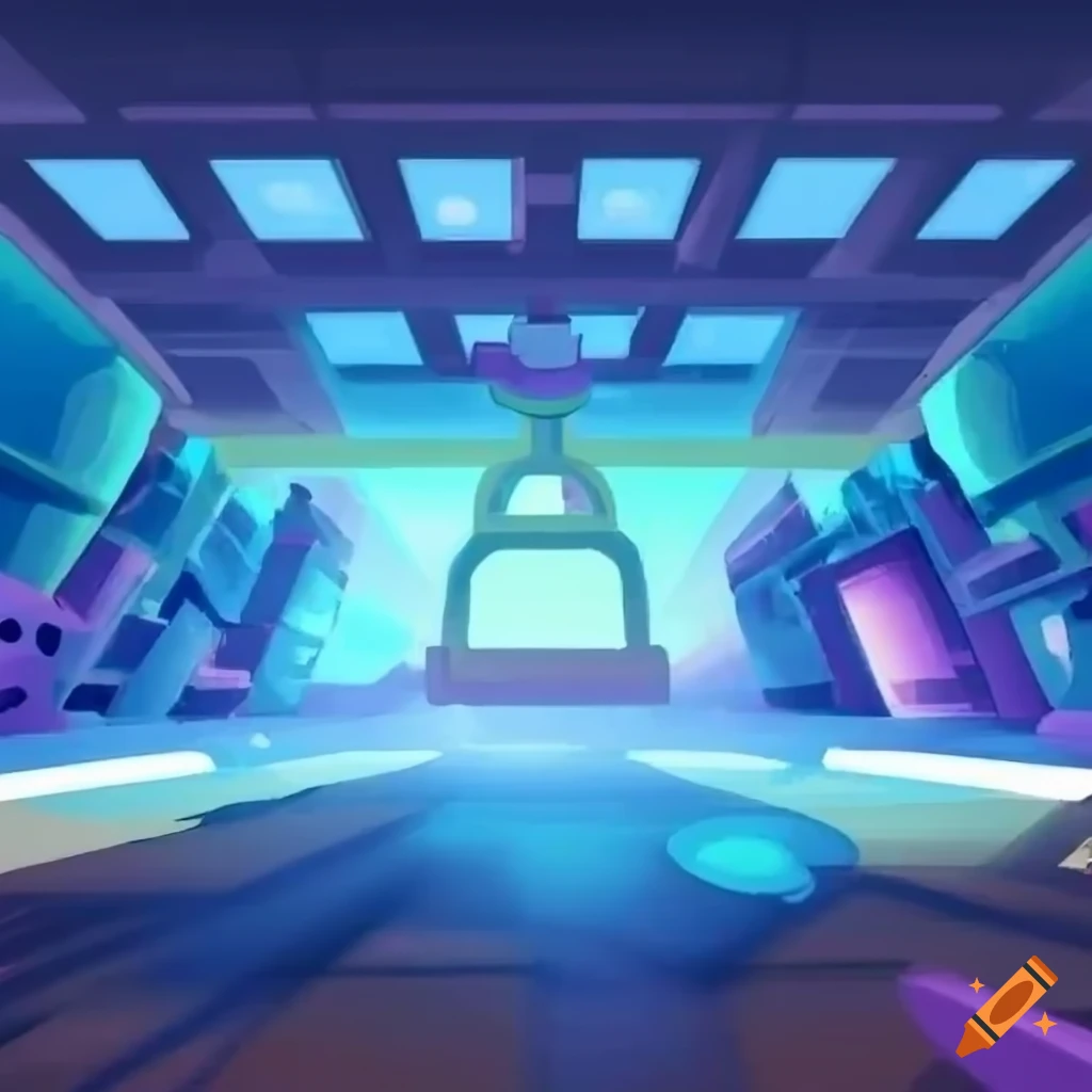 A big room science laboratory painterly pokemon battle background in a ...