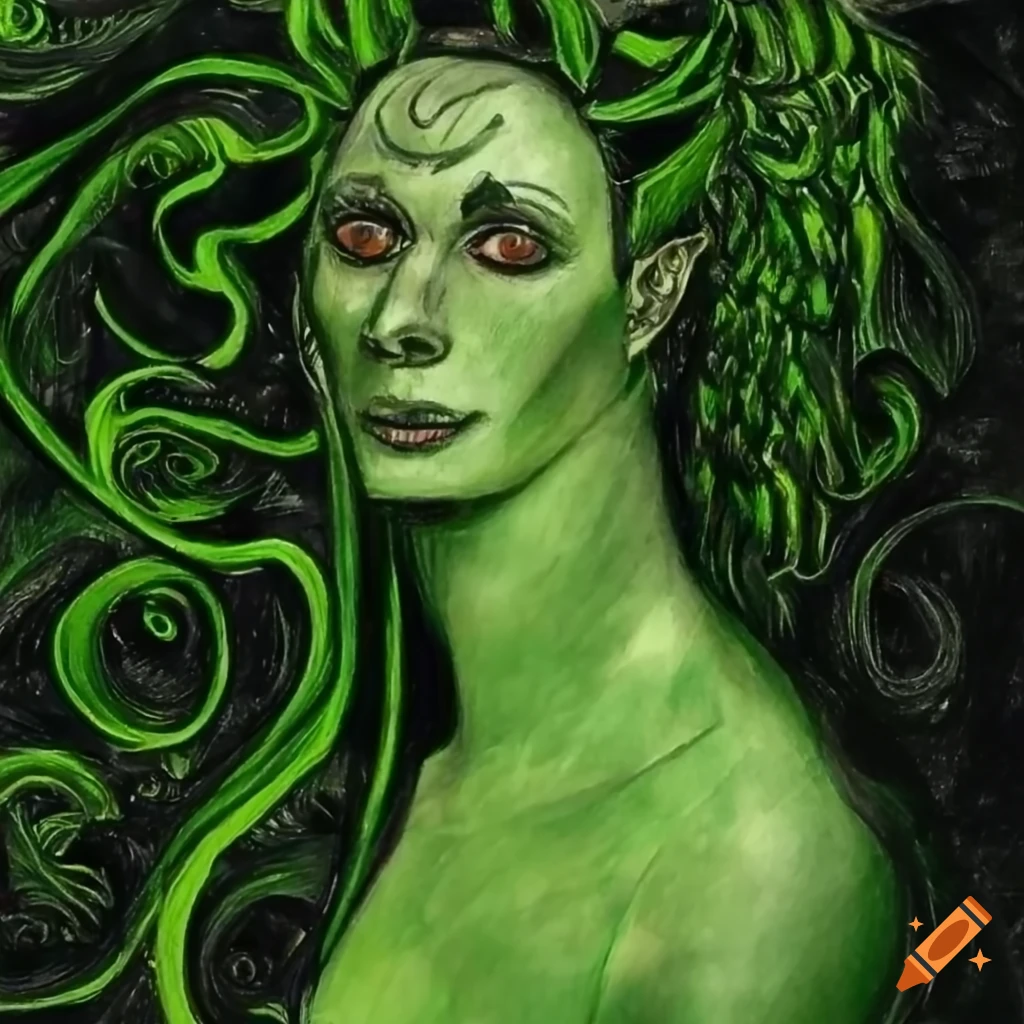 Vile vampire overlord in vile colors of green and black, in the style ...