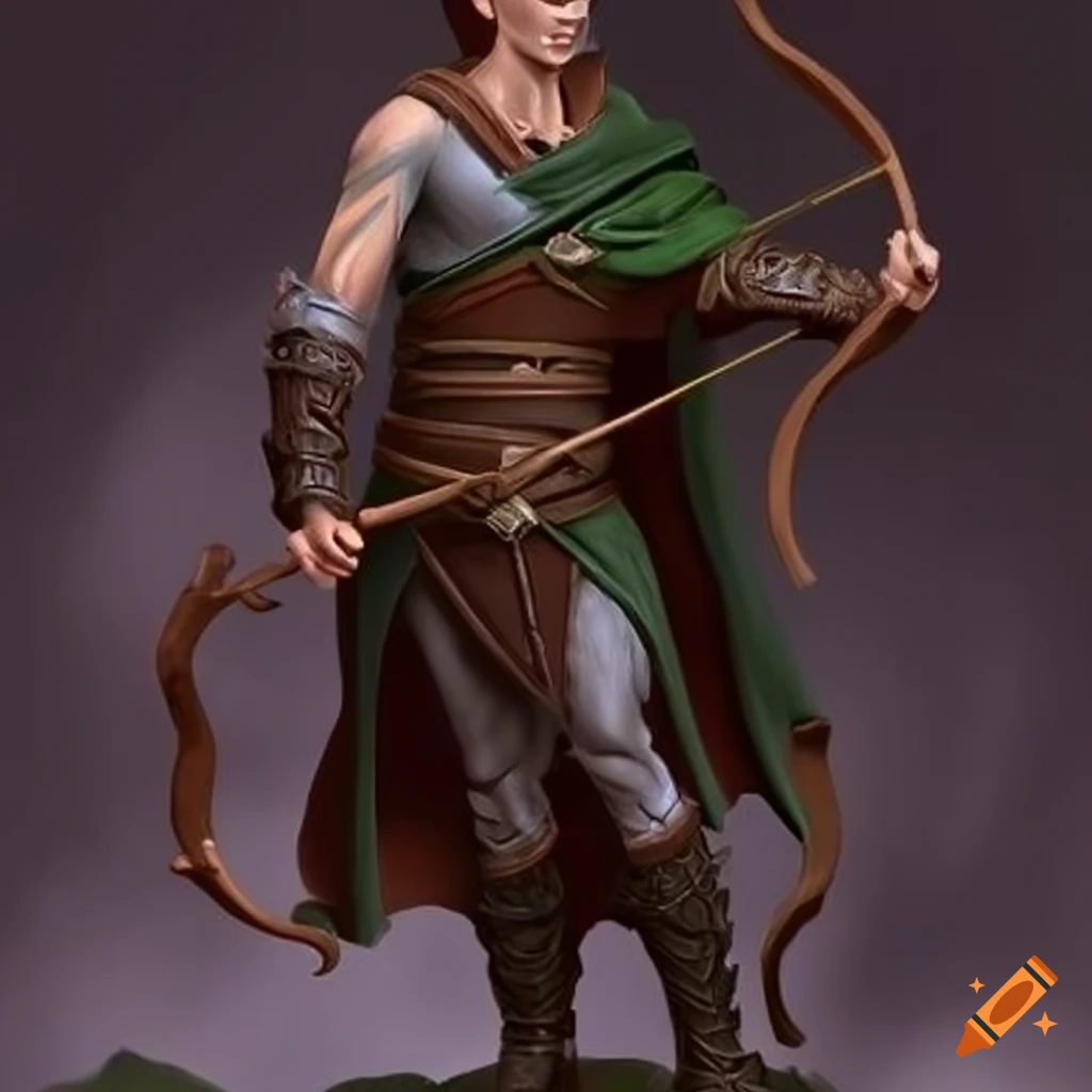 Male half-elf warlock with long-bow & dagger