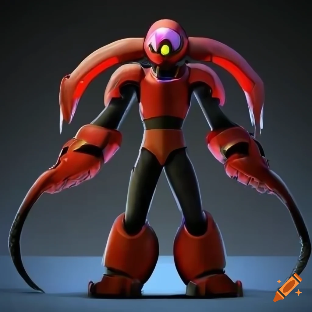 Evil scorpion themed megaman villain. scorpion tail. red and black ...